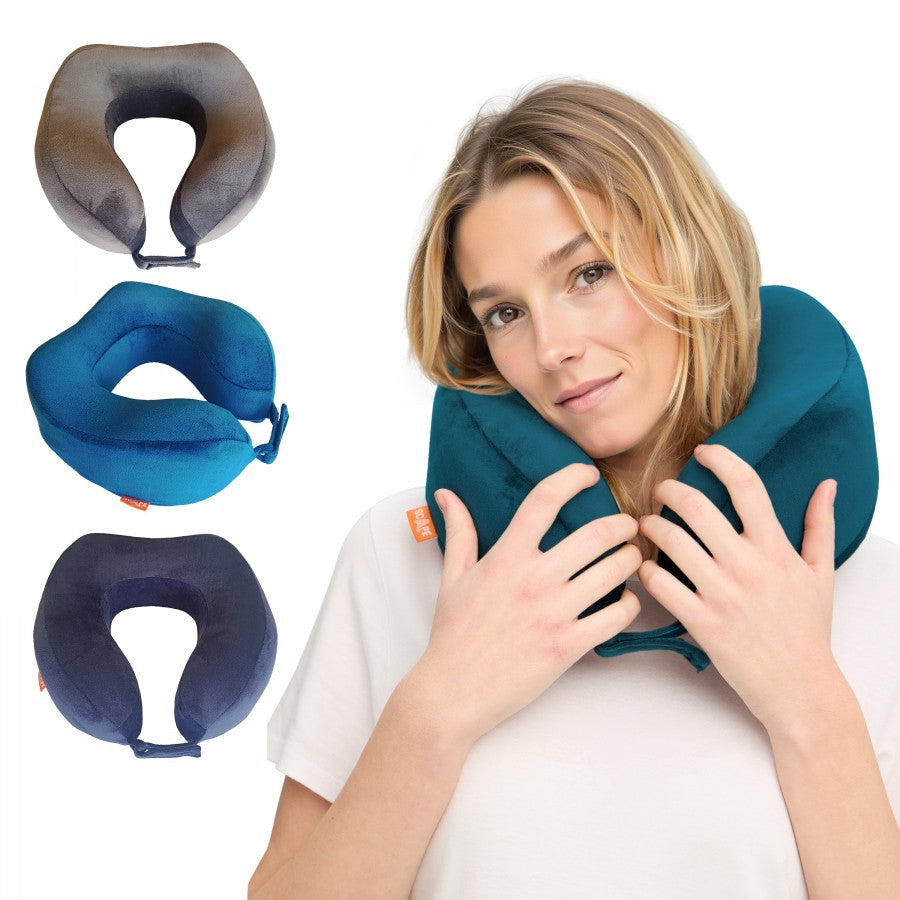 Travel Memory Foam travel pillow with Velcro fastener – Travellers